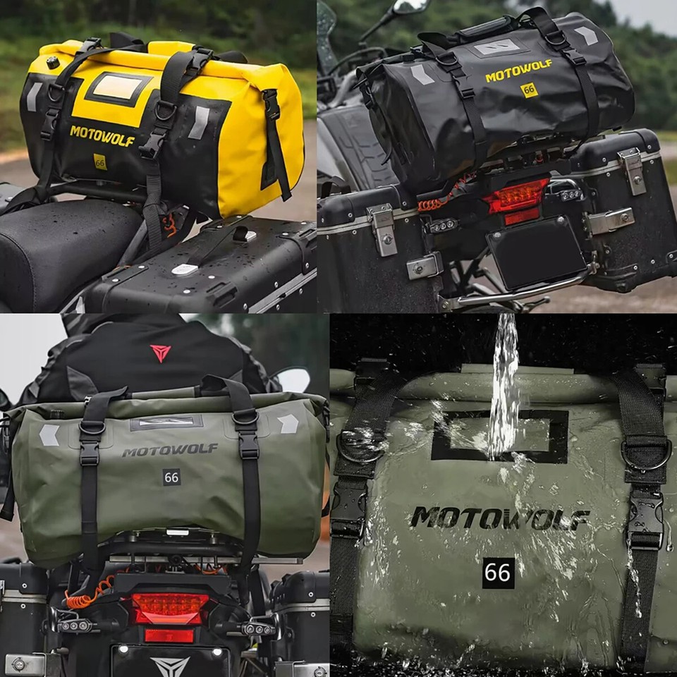 Motorcycle Waterproof Tail Bag Dry Roll Pack 40L 66L Motorbike Outdoor ...