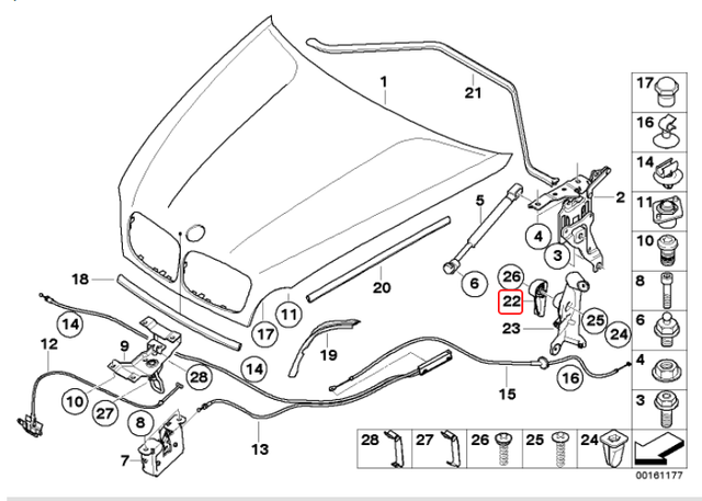 OEM BMW X5 F15 Front Bonnet Hood Release Lever 51437148523 Genuine LHD ...