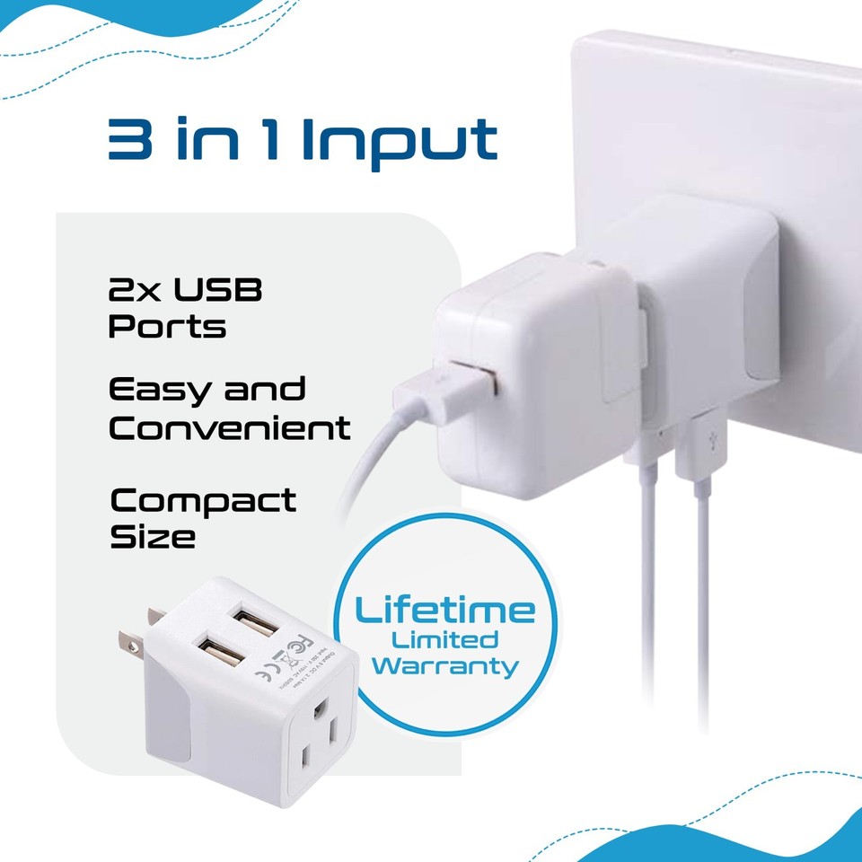Ceptics USA to Japan, Philippines Travel Adapter plug - Type A - Dual ...