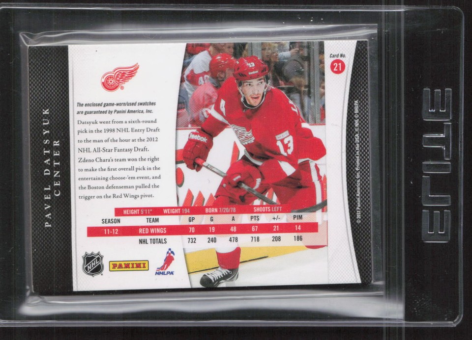 2011-12 Panini Rookie Anthology #21 Pavel Datsyuk Luxury Suite Combo ...