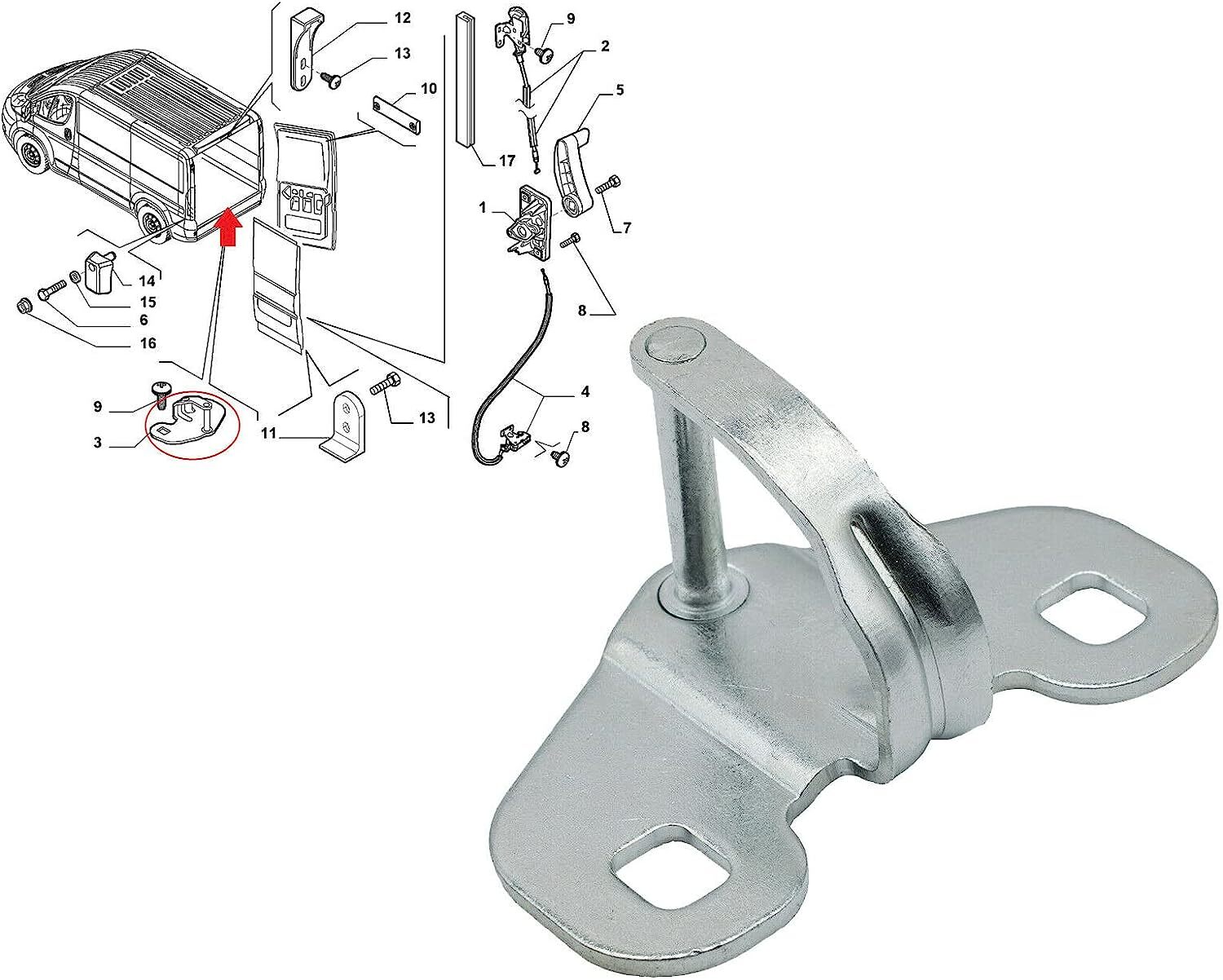 Crochet Fermeture Porte Arriere Battante Boxer Jumper Ducato 8724E6 ...