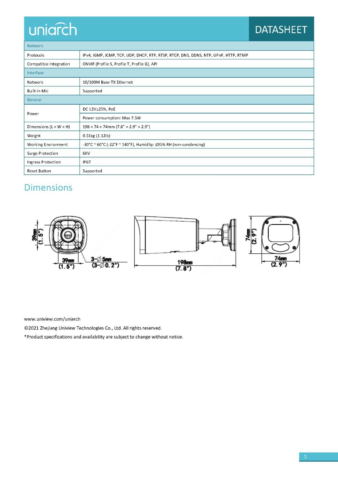 Uniarch by Uniview 4MP HD VF Bullet Network Camera IPC-B314-APKZ | eBay