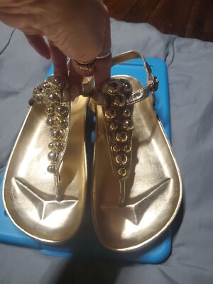 Mossimo Thong Gold Bead Accent Sandal Slingbacks VERY CUTE Sz 7.5 ~ ️ ...