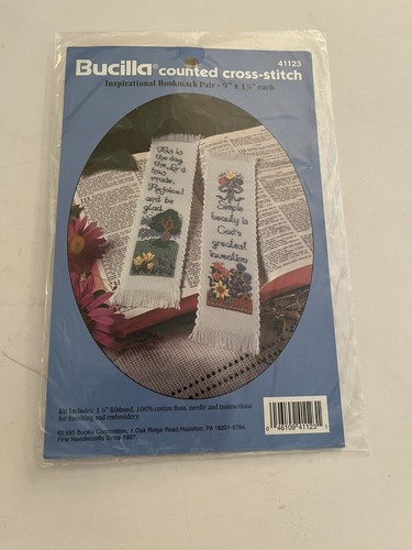 Vintage Bucilla Cross Stitch Kit # 41123 Inspirational Bookmark Pair ...