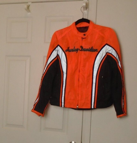 Harley Davidson Riding Jacket Black & Orange sz small - Gem