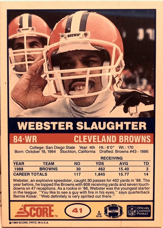 1989 Score - #41 Webster Slaughter | eBay