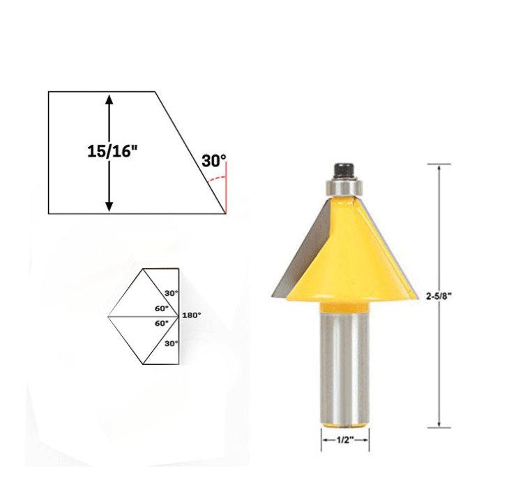 1/4 Inch Shank 30 Degree Router Bit Chamfer Bevel Edging Woodworking ...