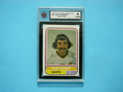 1975/76 O-PEE-CHEE WHA HOCKEY CARD #12 JOHN GARRETT ROOKIE KSA 8 NMMT ...