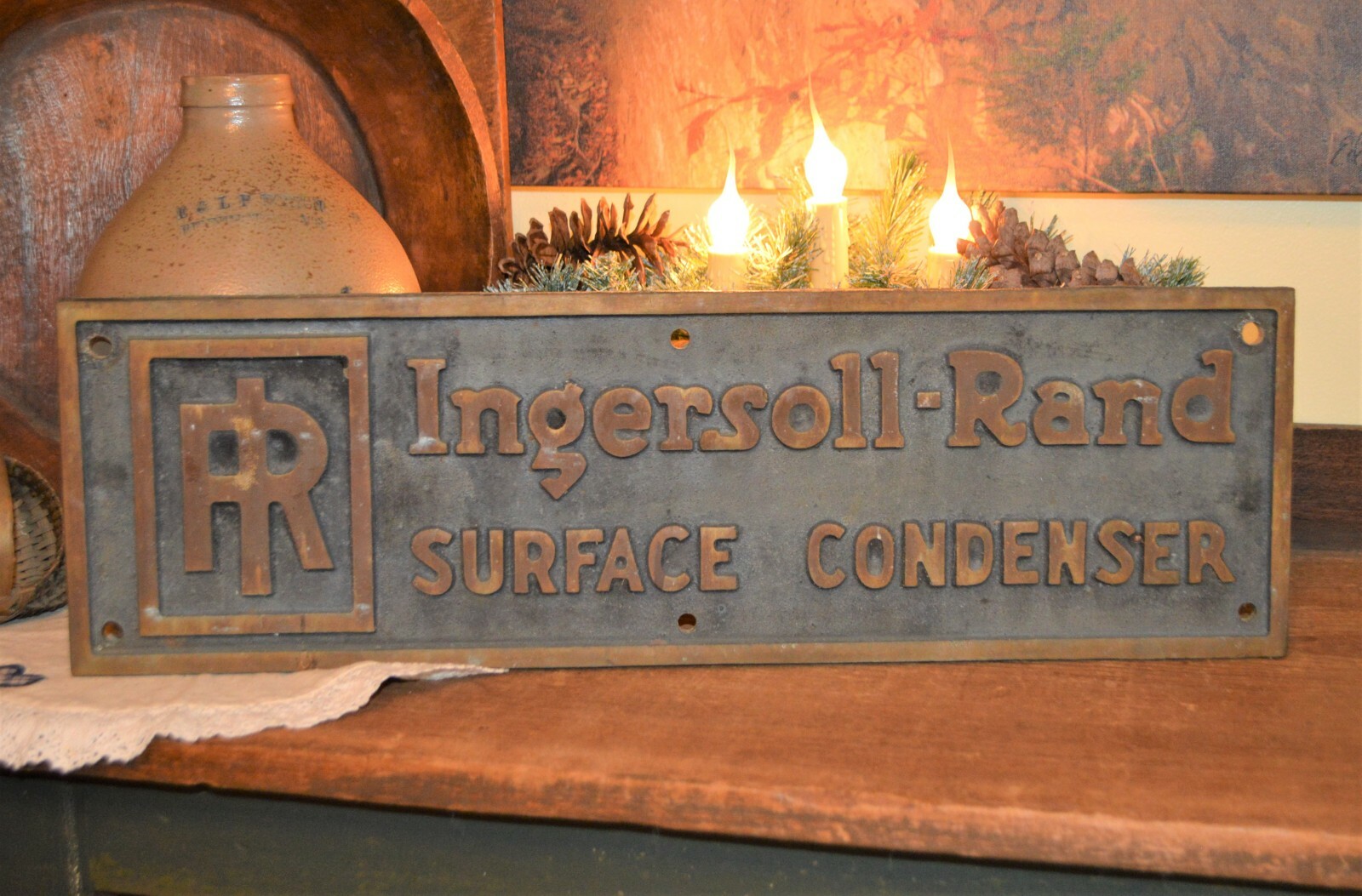 VTG Embossed Ingersoll-Rand Surface Condenser Heavy Metal Sign Brass ...