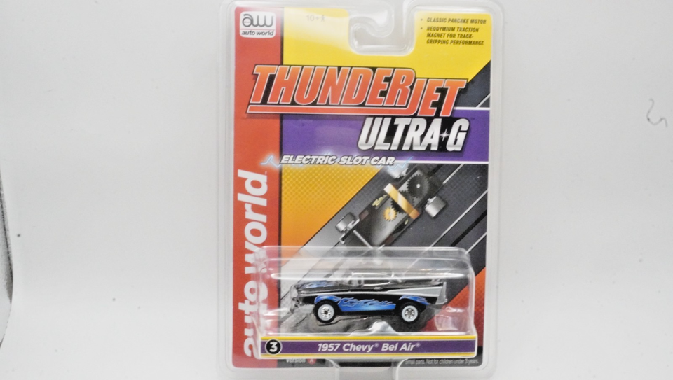 New AutoWorld ThunderJet Ultra-G HO Slot Car 57 Chevy Bel Air Black ...
