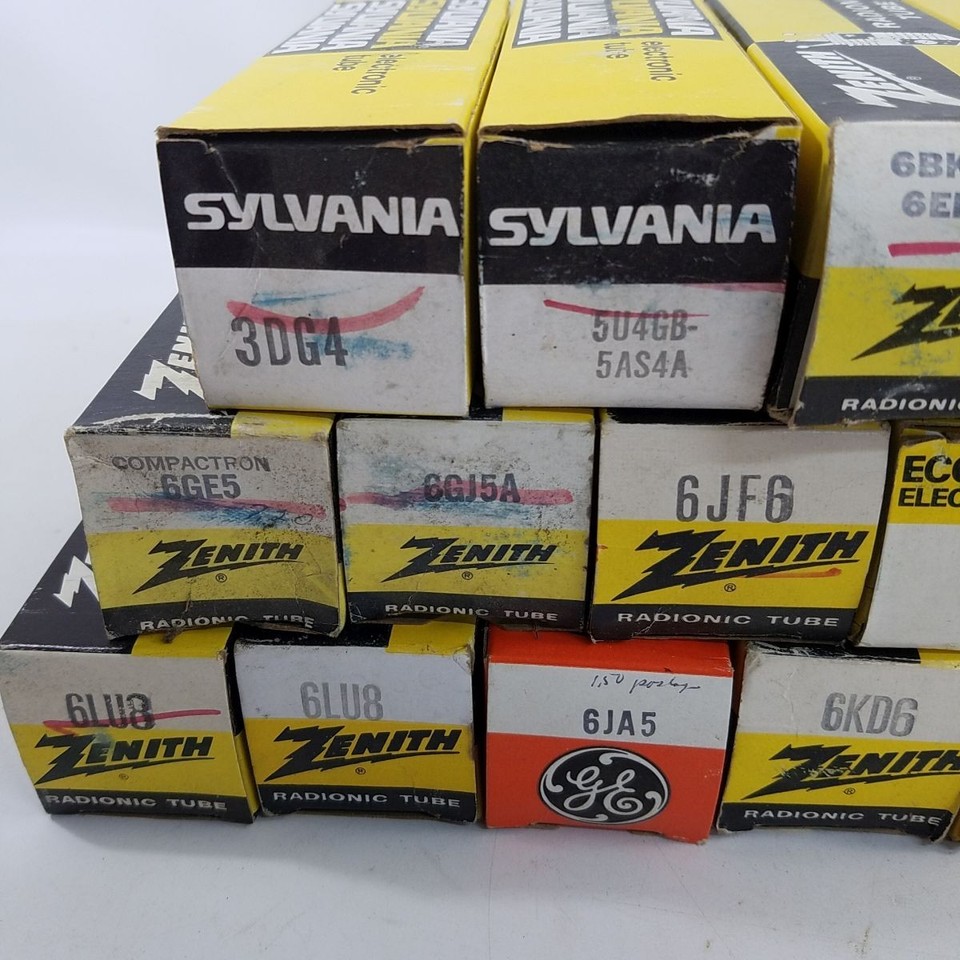 Lot 15 Vtg Vacuum Tubes 3DG4 5U4GB 6 DQ5 6JA5 6KD6 6MF8 6GE5 6GJ5A 6JH5 ...