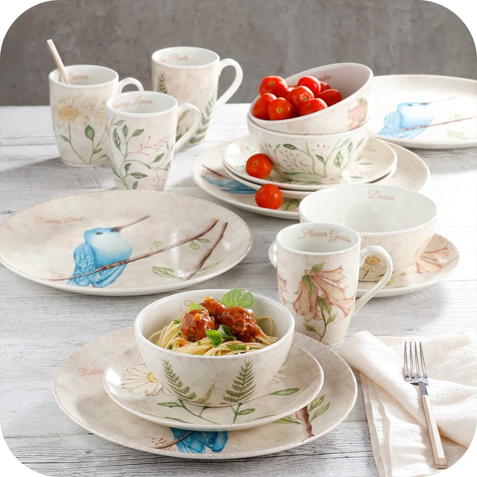 Corona 16–piece Birds Nature Garden Inspired Ceramic Dinnerware Sets ...