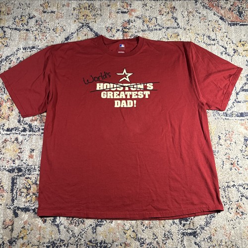 Vtg Houston Astros Baseball Worlds Greatest Dad T Shirt Brick Red Tee ...