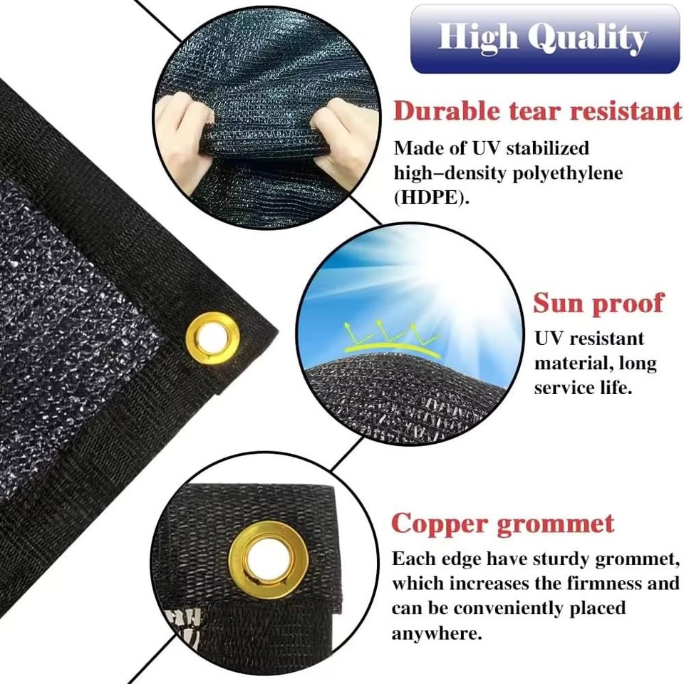 8X20Ft Shade Cloth for Garden, 90% Black Sun Shade Mesh for Plants Heat ...