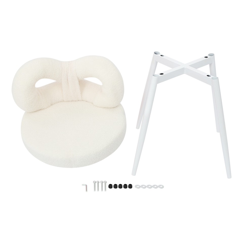 White Cute Bow Backrest Chair Ergonomic Design Bedroom Chair Fit ...