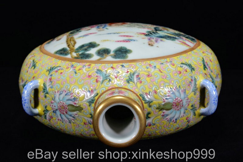 9.2" Old Chinese Qianlong Marked Fencai Porcelain 8 Immortals Flat ...