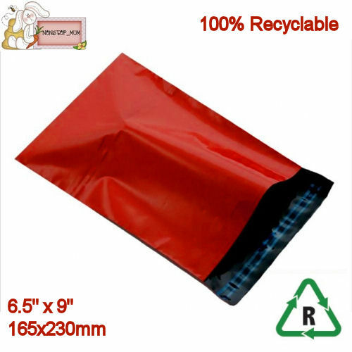 10 RED Mailing Postage Parcel Post Bags 6.5" x 9" Recyclable Packaging ...