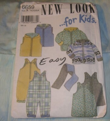 SIMPLICITY NEW LOOK PATTERN 6659 ~ CHILD JACKET VEST ROMPER ~ SZ 1/2 ...