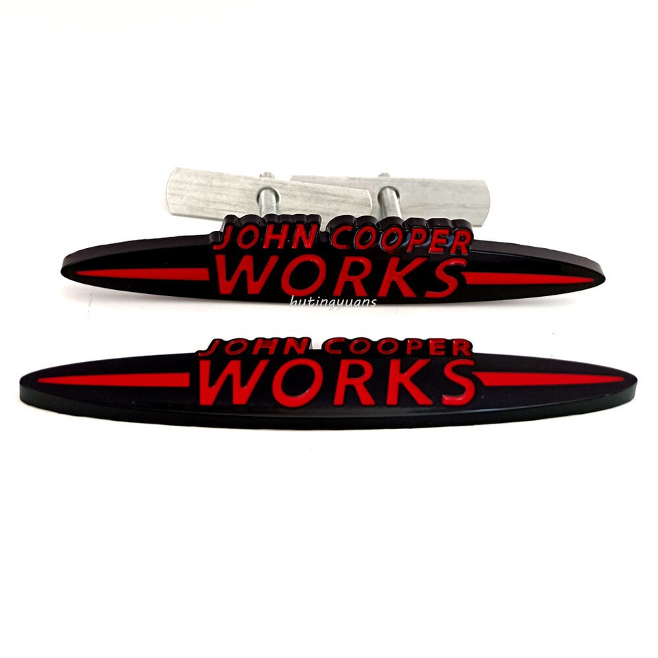 2x Black Red JOHN COOPER WORKS Front Grille Emblem Rear Badge 5.3'' for ...