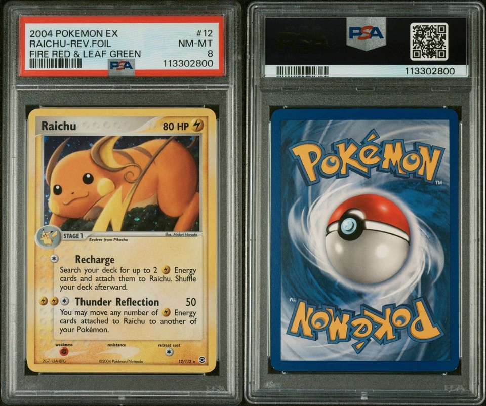 2004 Pokemon Raichu Holo 12/112 Ex Fire Red & Leaf Green PSA 8 NM - MT ...