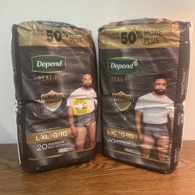 Depend Real Fit Underwear for Men L/XL 20ct x 2 Maximum Absorbency ...