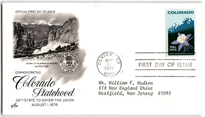 US FDC First Day Cover 1977 Commemorating Colorado Statehood 38th State ...