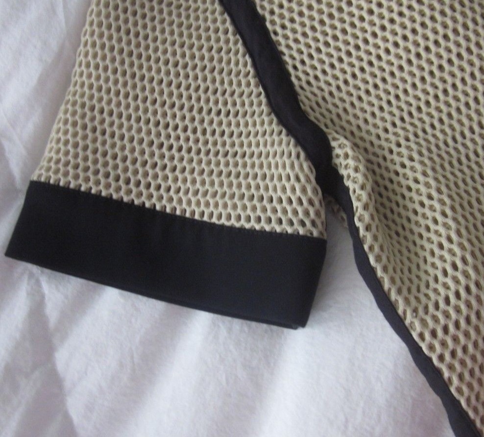 Moschino Scuba Mesh Top Rhinestone Black Collar Expose Gold Zipper USA ...