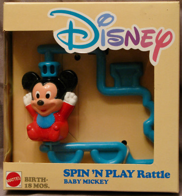 1988 Vintage Mattel Walt Disney Baby Mickey Mouse Spin 'N Play Rattle ...