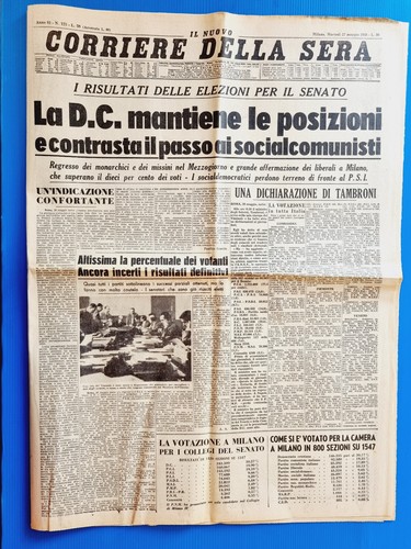 Corriere Della Sera 27 May 1958 Corsica - Elections - Barry Sullivan ...