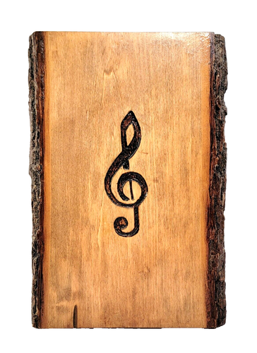 Handmade Wood slice wall art with engraved Treble or G Clef | eBay