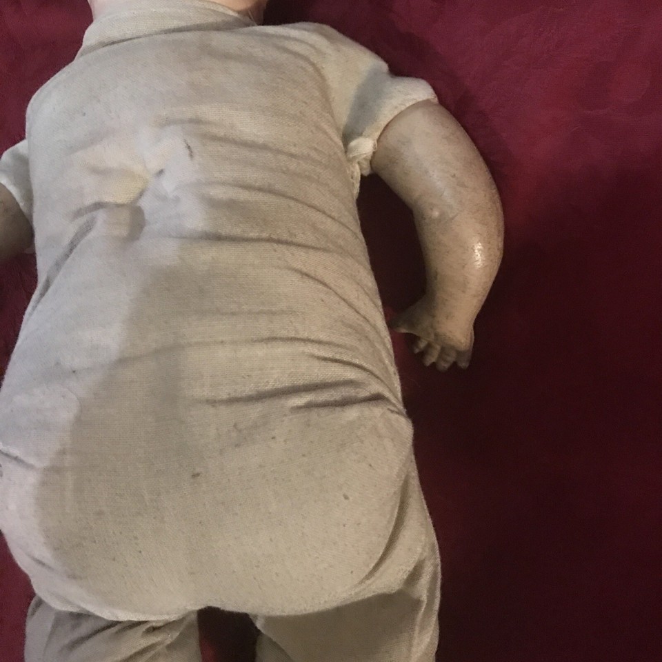 Creepy Composition Baby Doll Scary Halloween Prop 22” Tall Sleep Eyes ...