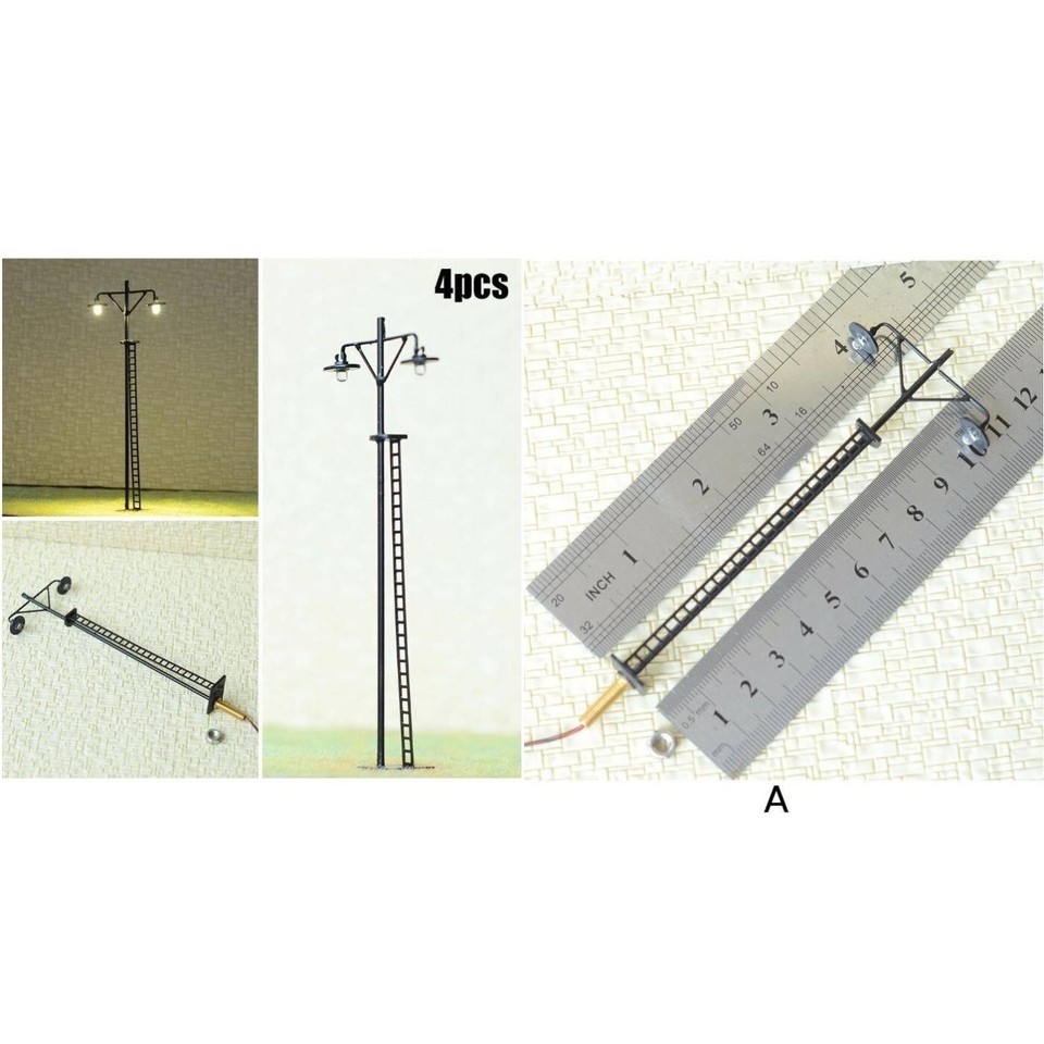 LED Yard Light Model Train Railroad Station Lamp Post 4 x HO Scale ...