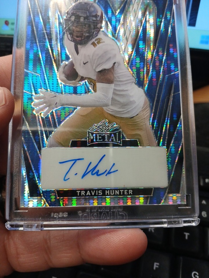 💥💥Travis Hunter 2024 Leaf Metal Blue Crystals Auto # 2/4 Colorado ...