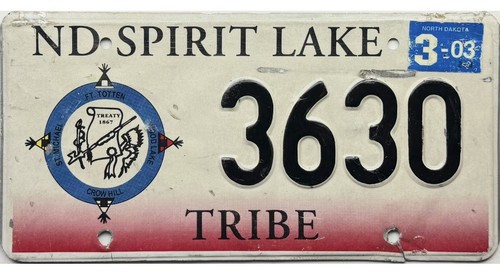 *99 CENT SALE* 2003 North Dakota SPIRIT LAKE TRIBE License Plate #3630 ...