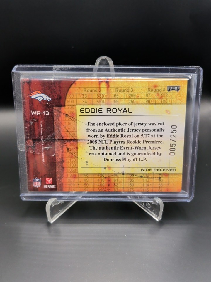 2008 Donruss Playoff Absolute Eddie Royal War Room Jersey /250 WR-13 Broncos RC | eBay
