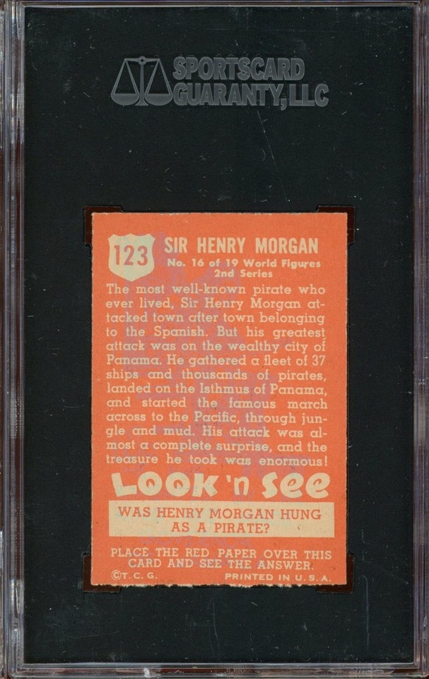 1952 Topps Look 'n See #123 Sir Henry Morgan SGC 7 | eBay