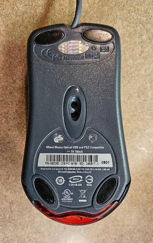 Microsoft Wheel Mouse Optical USB X802382 Black Tested & Clean - OEM ...