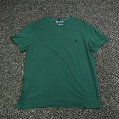 Nautica Shirt Adult Large Green V-Neck Performance Tee Short Sleeve ...
