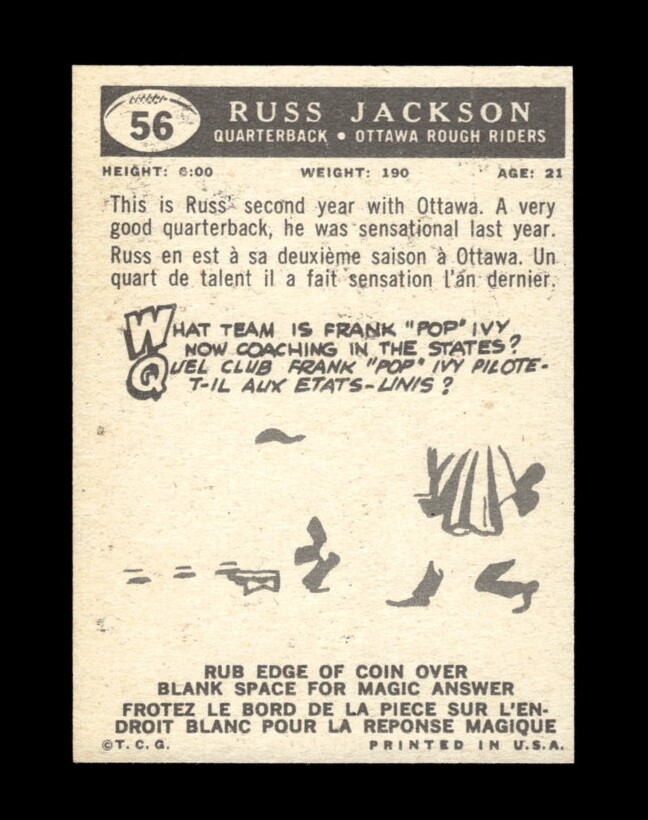 1959 Topps Cfl Set-Break # 56 Russ Jackson NR-MINT *GMCARDS* | eBay