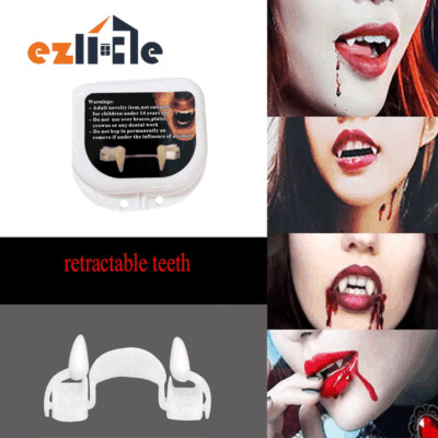 Retractable Vampire Fangs Halloween Cosplay Makeup Zombie Teeth ...
