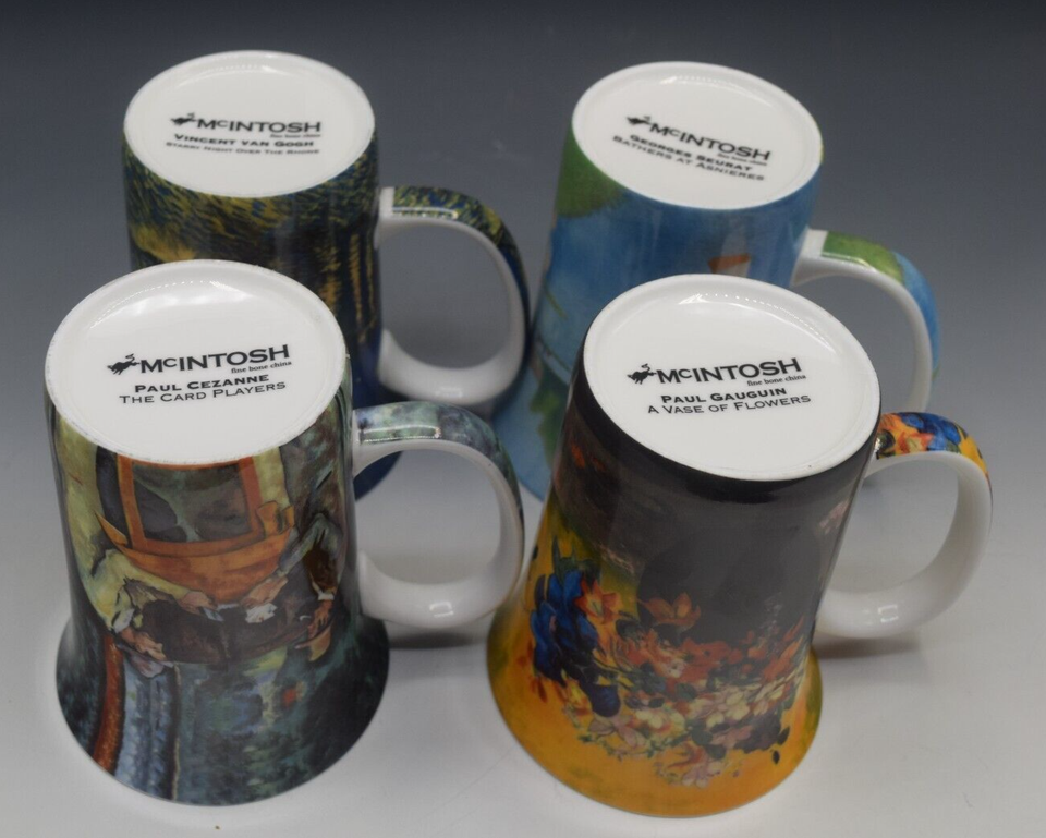 MCINTOSH FINE BONE CHINA IMPRESSIONISTS OLD MASTERS SET OF 4 COFFEE TEA ...