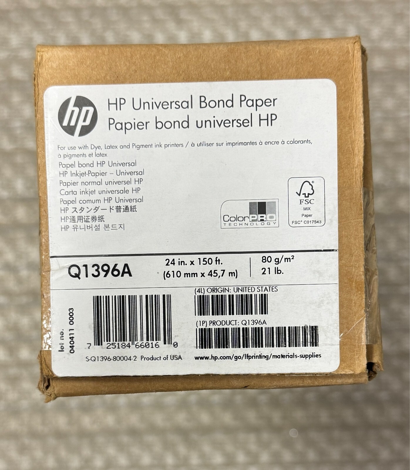 HP Universal Bond Paper Q1396A 24in x 150ft New Genuine. | eBay