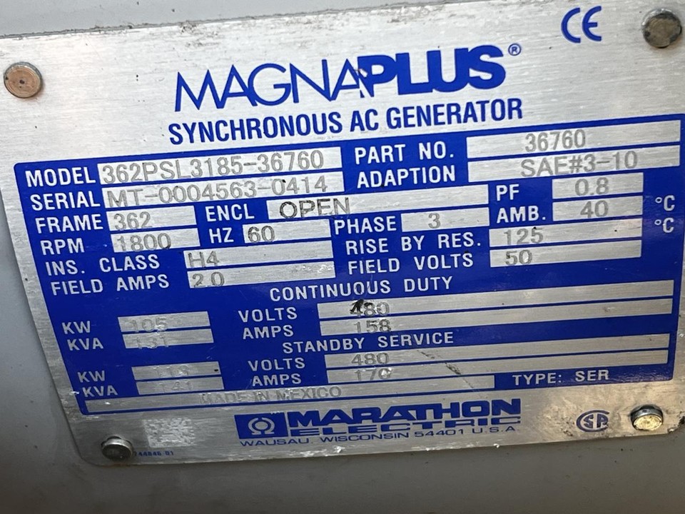 _100 kW Standby Magnum Portable Rental Grade Generator, Magnaplus Engine, 60 ... | eBay