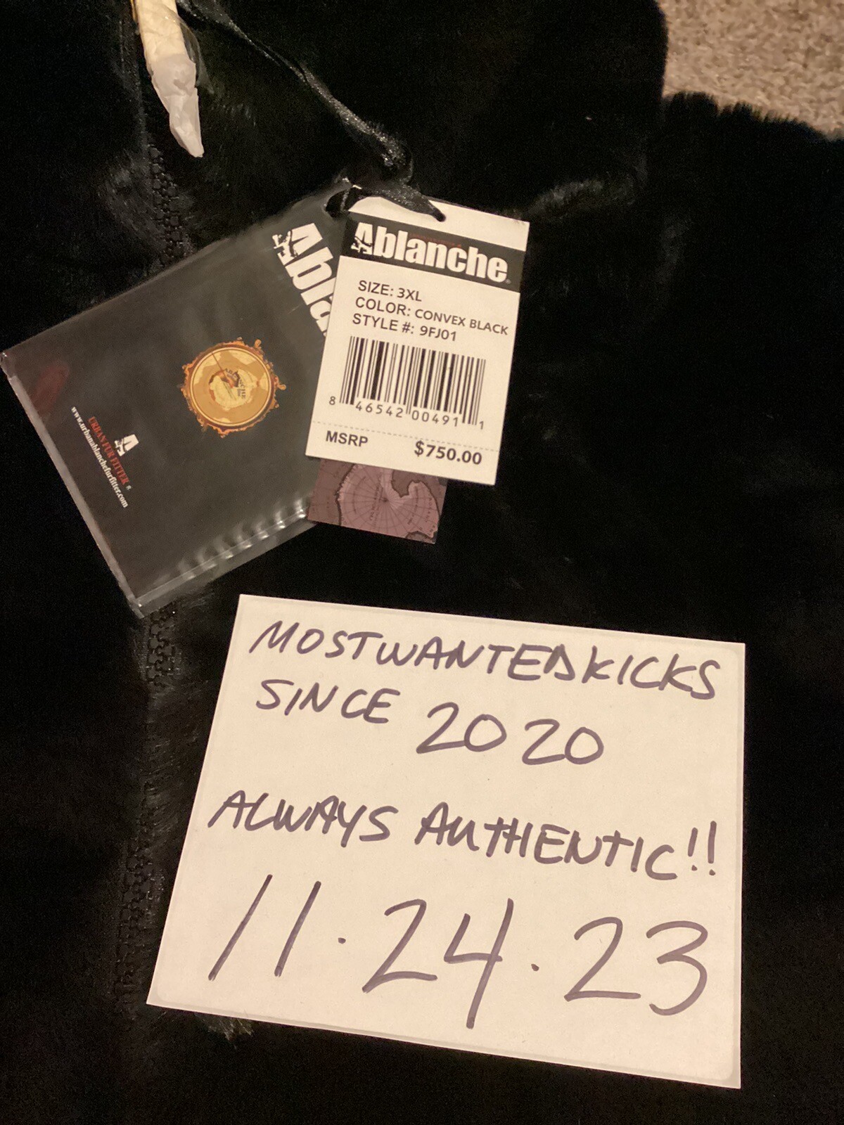 NWT Ablanche Faux Fur Jacket Reversible Convex Black 9FJ01 Black Men’s ...