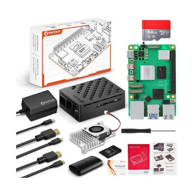 RasTech for Raspberry Pi 5 8GB Starter Kit with Pi 5 8GB Board/64GB SD ...