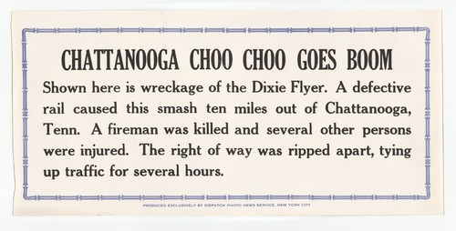 RARE Dixie Flyer Train Wreck Chattanooga Tennessee Disaster Large Press ...