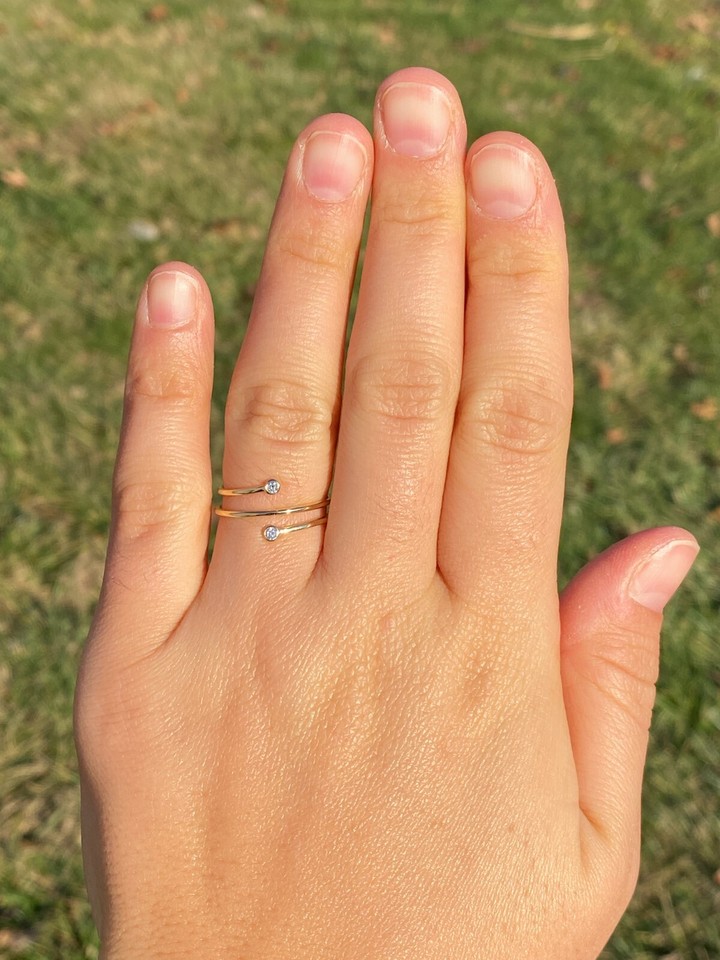 Yellow Gold Spring Ring with Natural Diamonds | eBay