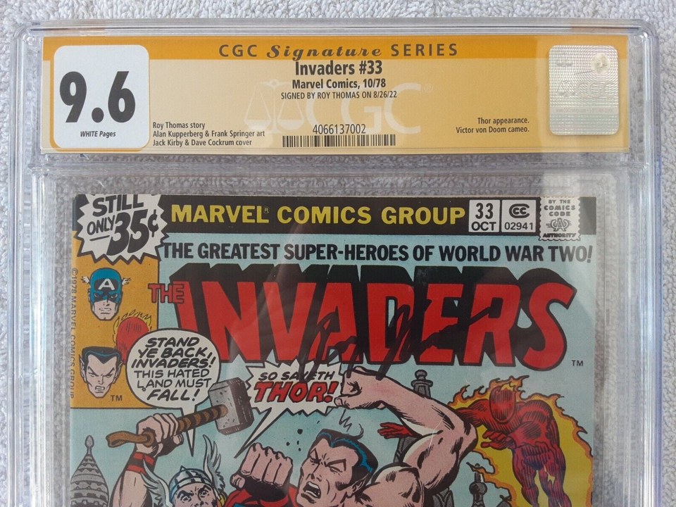 Invaders #33 (Marvel, 10/78) CGC 9.6 NM+ "Signature Series" Thor vs ...