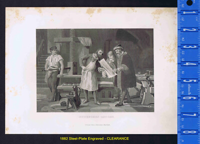 GUTENBERG (1400-1468) & Printing Press- 1882 Engraving CLEARANCE | eBay