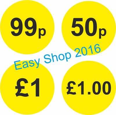 50mm One Pound £1 Stickers, Self Adhesive Yellow Labels 250,500,1000 ...